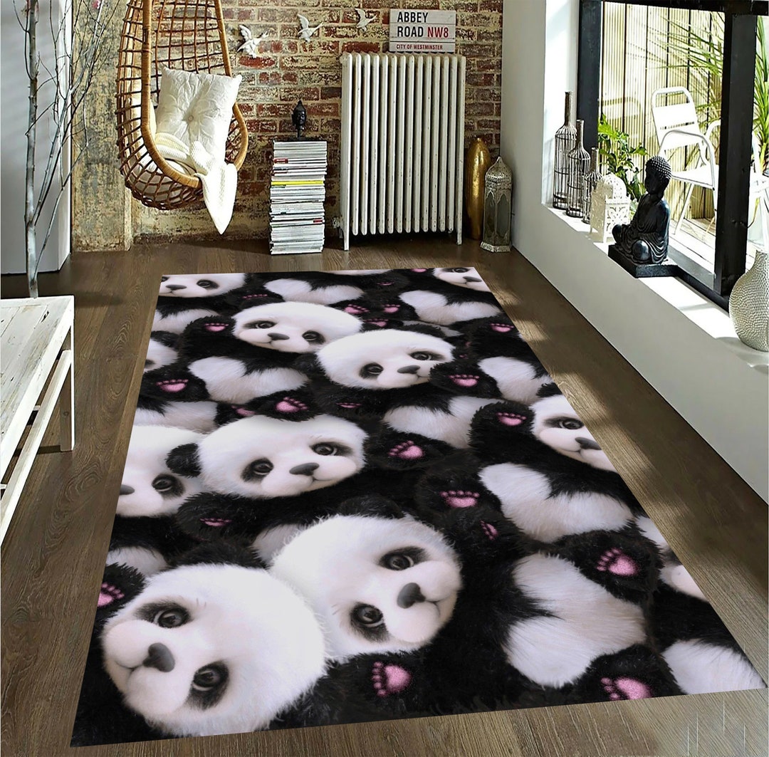 Panda Pattern Rug,panda Animal Decor,kids Room Rug,anime Rug, Cartoon ...