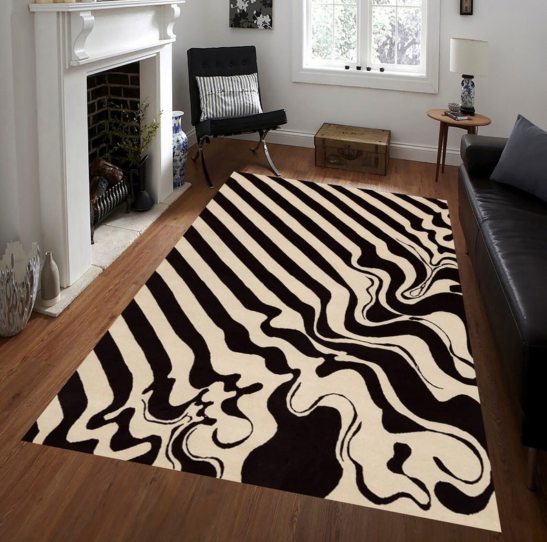 Black and White Melting Rug, Melting Rug, Moroccan Rug,wave Carpet ...