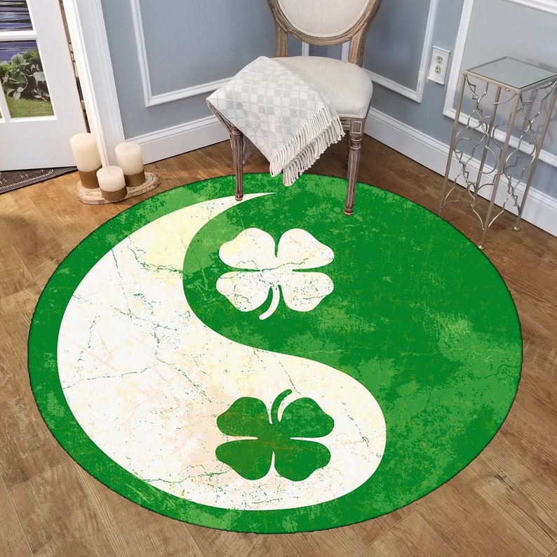 Round Clover Rug,clover Ying Yang Rug,round Four Leaf Clover Rug,clover ...