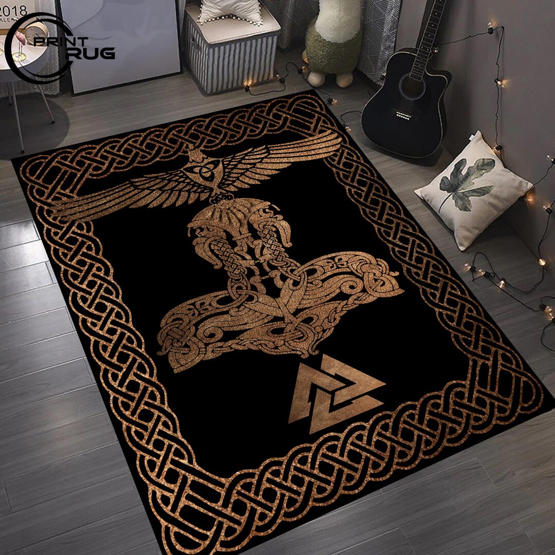 Viking Warrior Rug,ancient Viking Symbols,viking Rug,viking Art Rug ...