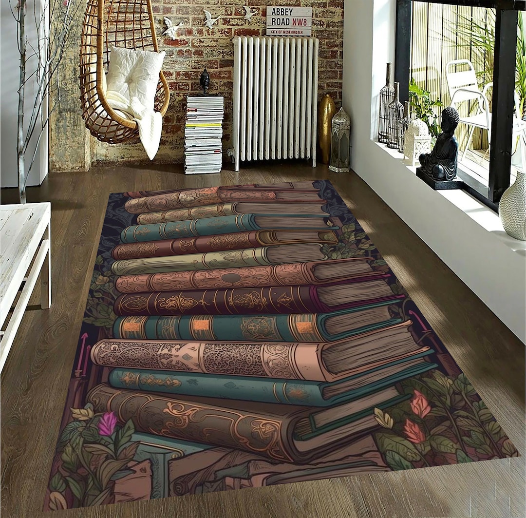 Books Rug,vintage Rug,library Rug,magic Book Rug,reading Room Decor ...