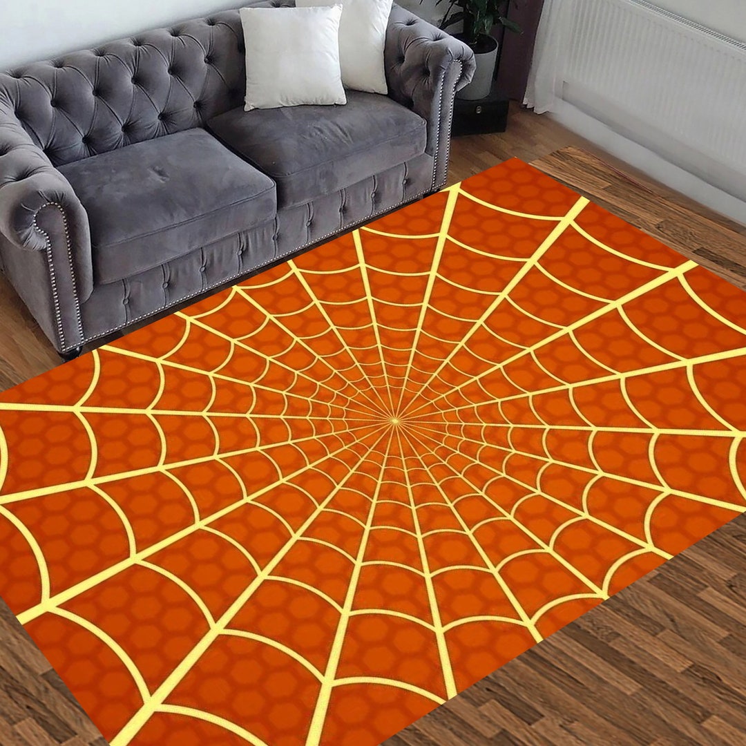 Orange Spider Web Rug, Spiderman Rug,spider Man Rug,super Hero Rug ...