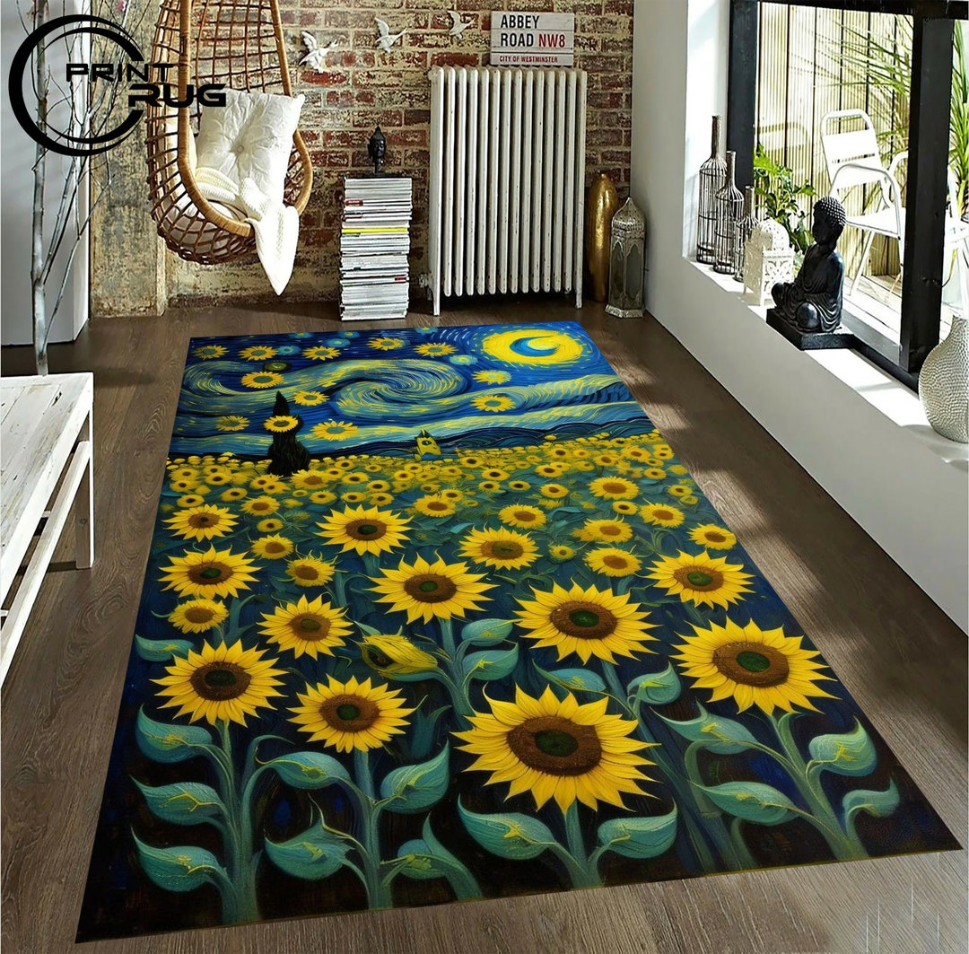 The Starry Night,aesthetic Rug,van Gogh Painting, the Starry Night Rug ...