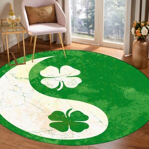 Round Clover Rug,clover Ying Yang Rug,round Four Leaf Clover Rug,clover ...