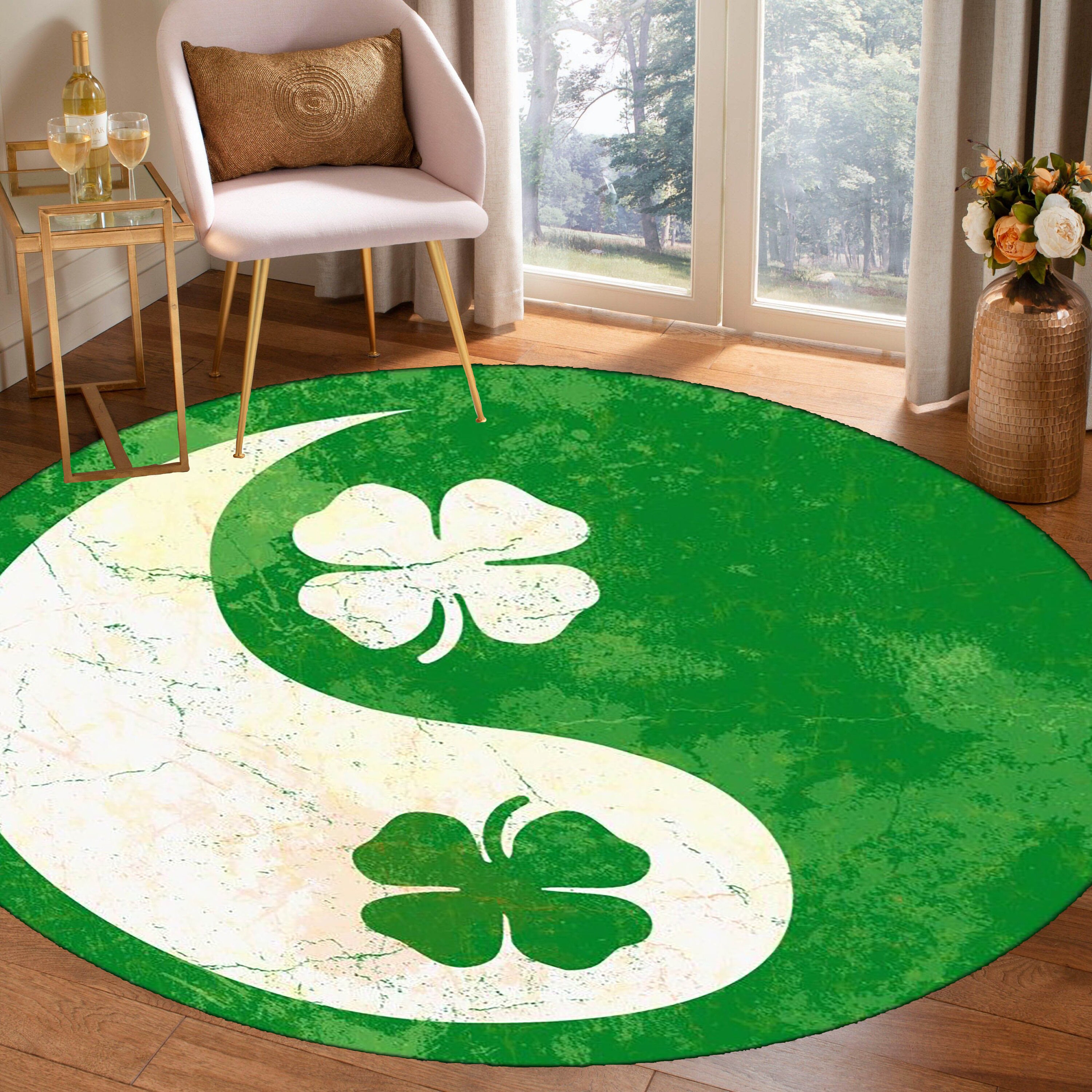 Round Clover Rug,clover Ying Yang Rug,round Four Leaf Clover Rug,clover ...