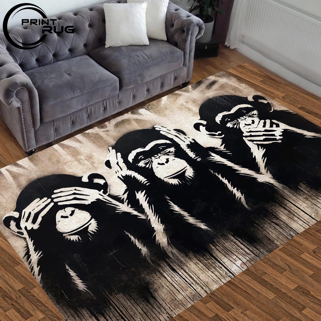 Three Wise Monkeys Rug Iconic Street Art Inspired Decor, Perfect for ...