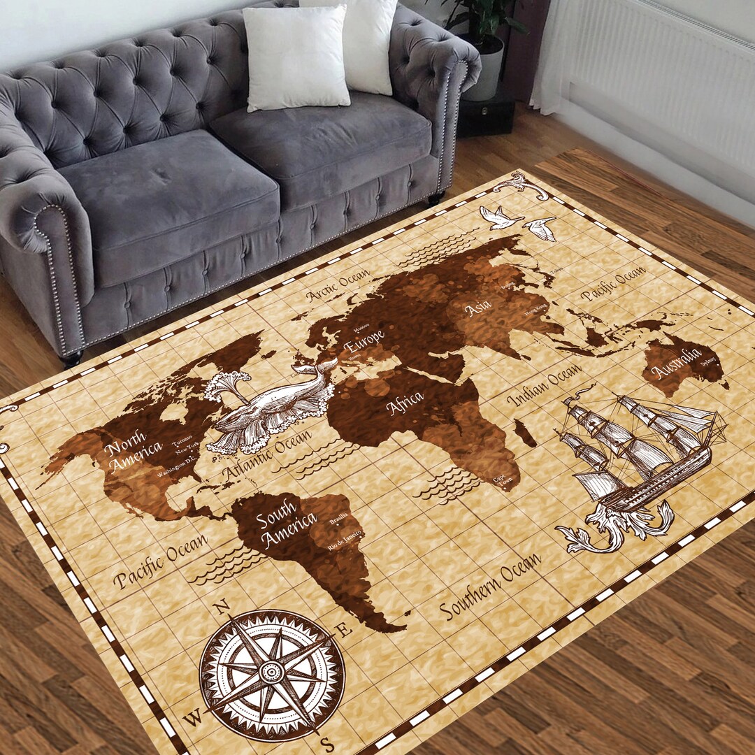 Vintage Map Rug, Vintage World Map Rug,old World Map Rug,map Rug,gift ...