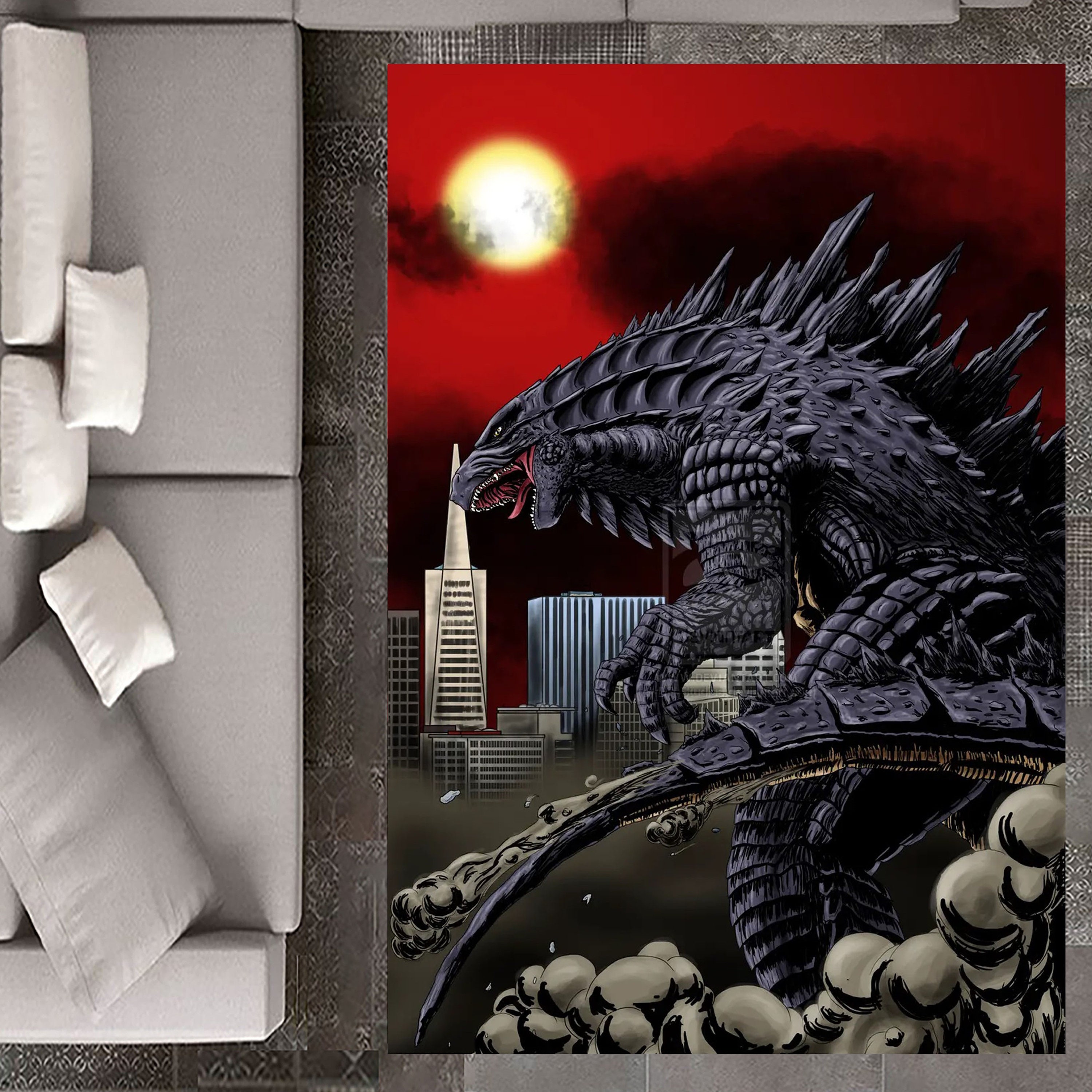 Godzilla Rug,trendy Rug,fantastic Rug,godzilla Themed Rug,scary Rug ...