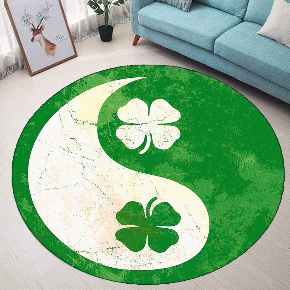 Round Clover Rug,clover Ying Yang Rug,round Four Leaf Clover Rug,clover ...