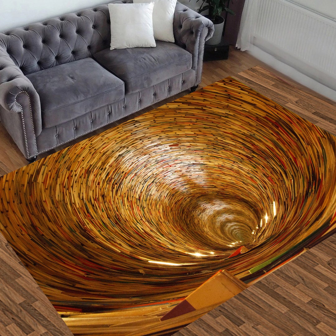 Book Tunnel Rug,optical Illusion Rug,library Mat,vortex Rug,3d Vortex ...