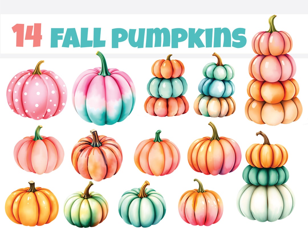 14 Fall Watercolor Pumpkins Clip Art | Autumn Pumpkin Illustrations ...
