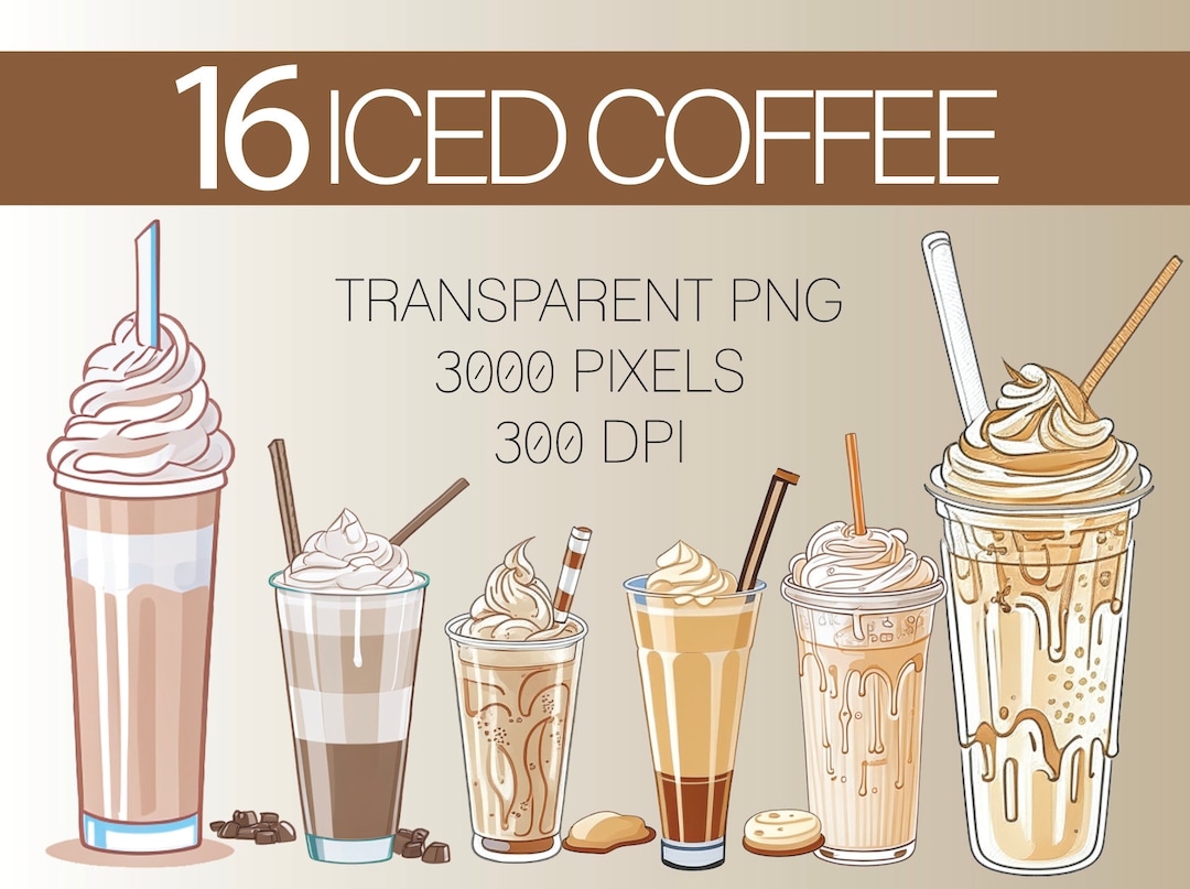 Set of 16 Iced Coffee Clip Art - Digital Download for Refreshing ...