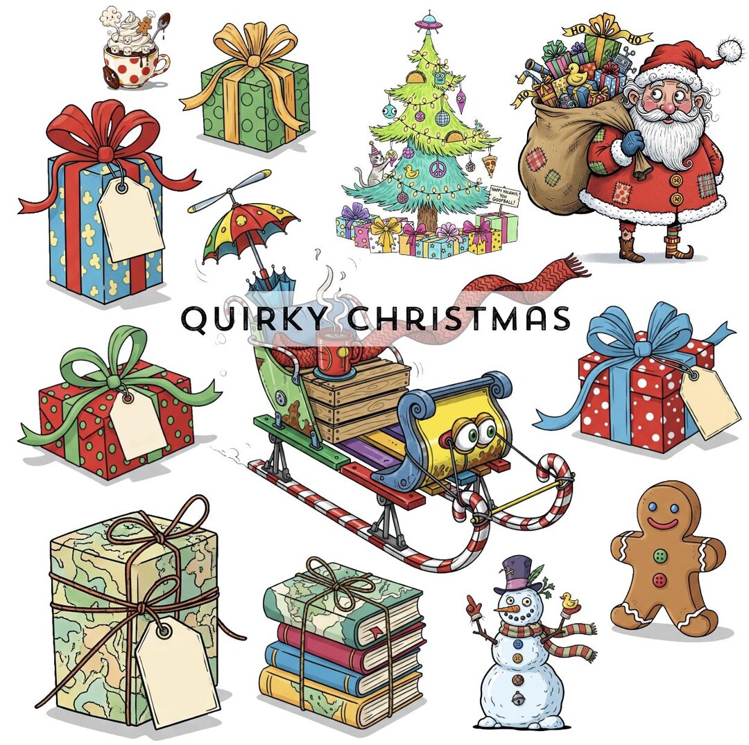 Quirky Christmas Clipart Bundle: 12 Funny Holiday Pngs (digital ...