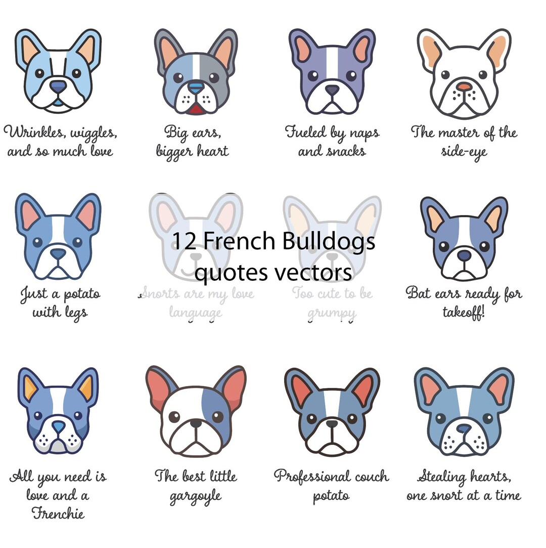 French Bulldog SVG Bundle: 12 Frenchie Clipart Designs (digital ...