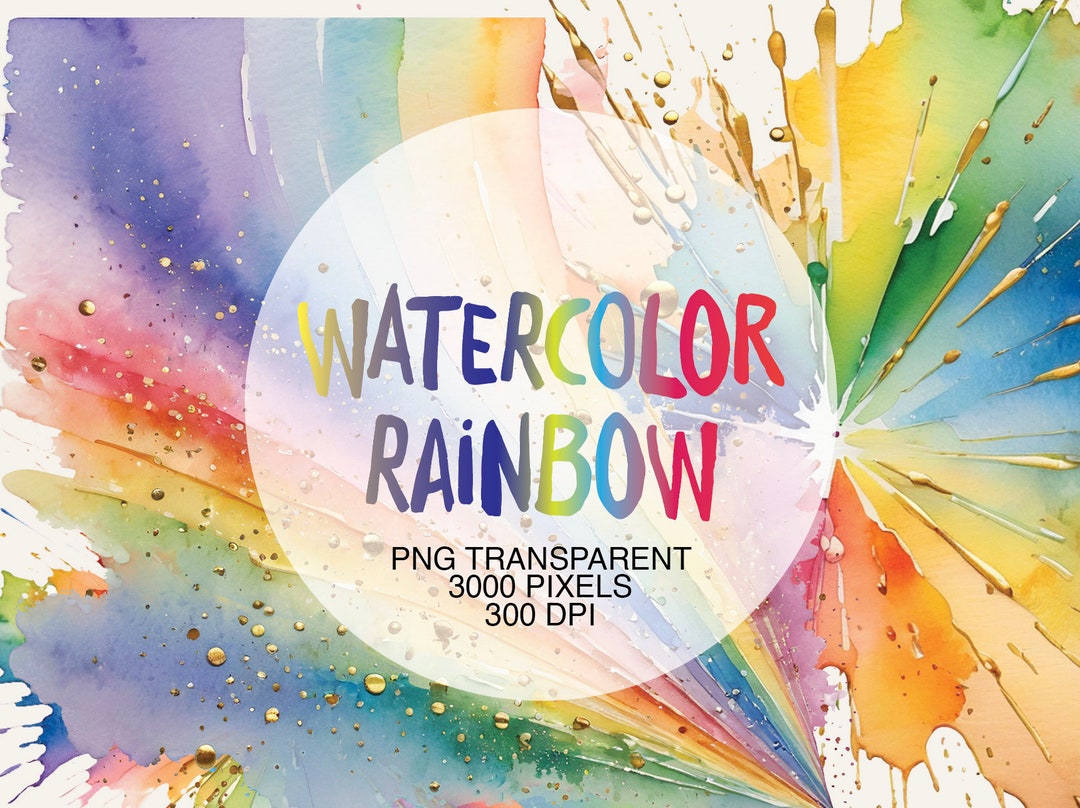Set of 12 Rainbow Watercolor Clip Art - Colorful Rainbow Splashes ...