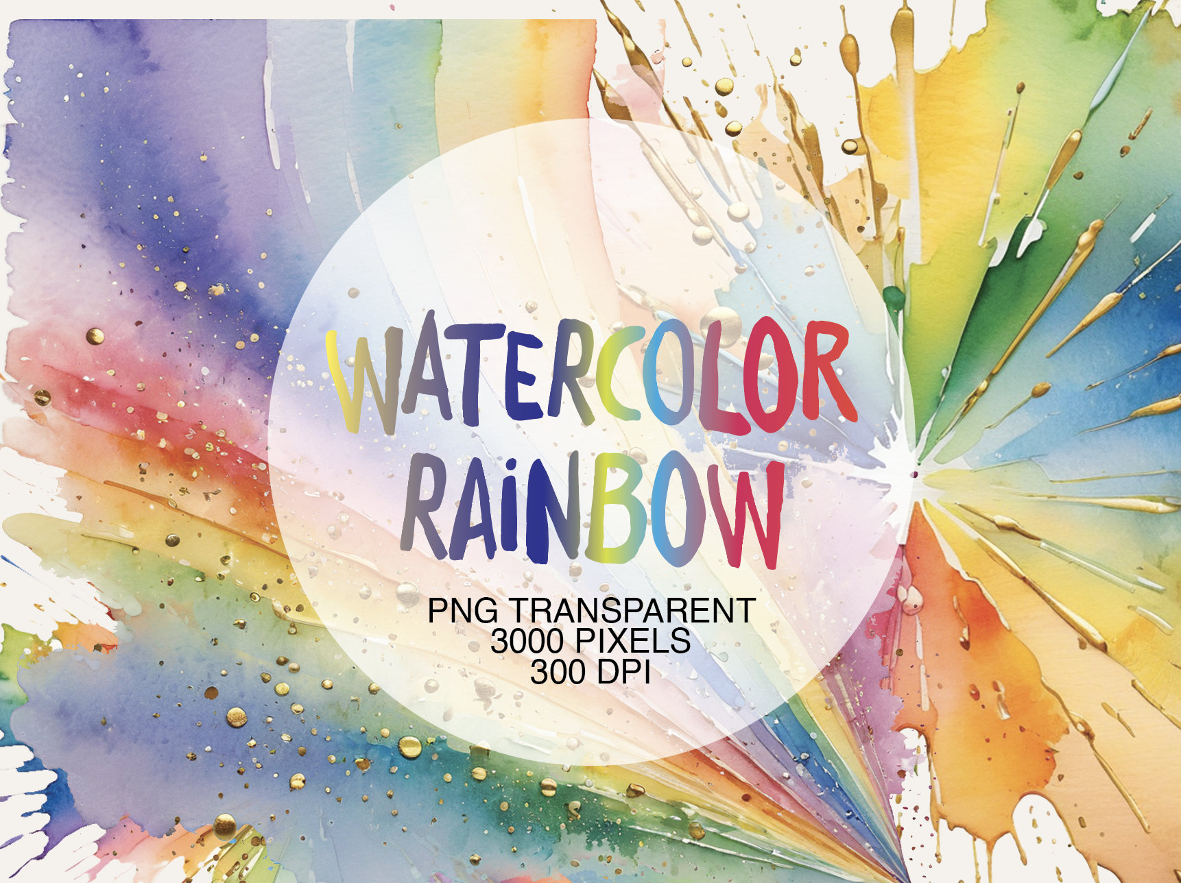 Set of 12 Rainbow Watercolor Clip Art - Colorful Rainbow Splashes ...