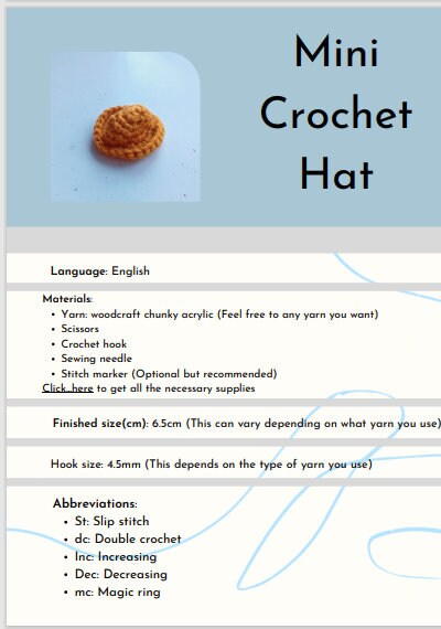 Mini Crochet Hat PATTERN, Mini Amigurumi Hat, Crochet Pdf Pattern, - Etsy