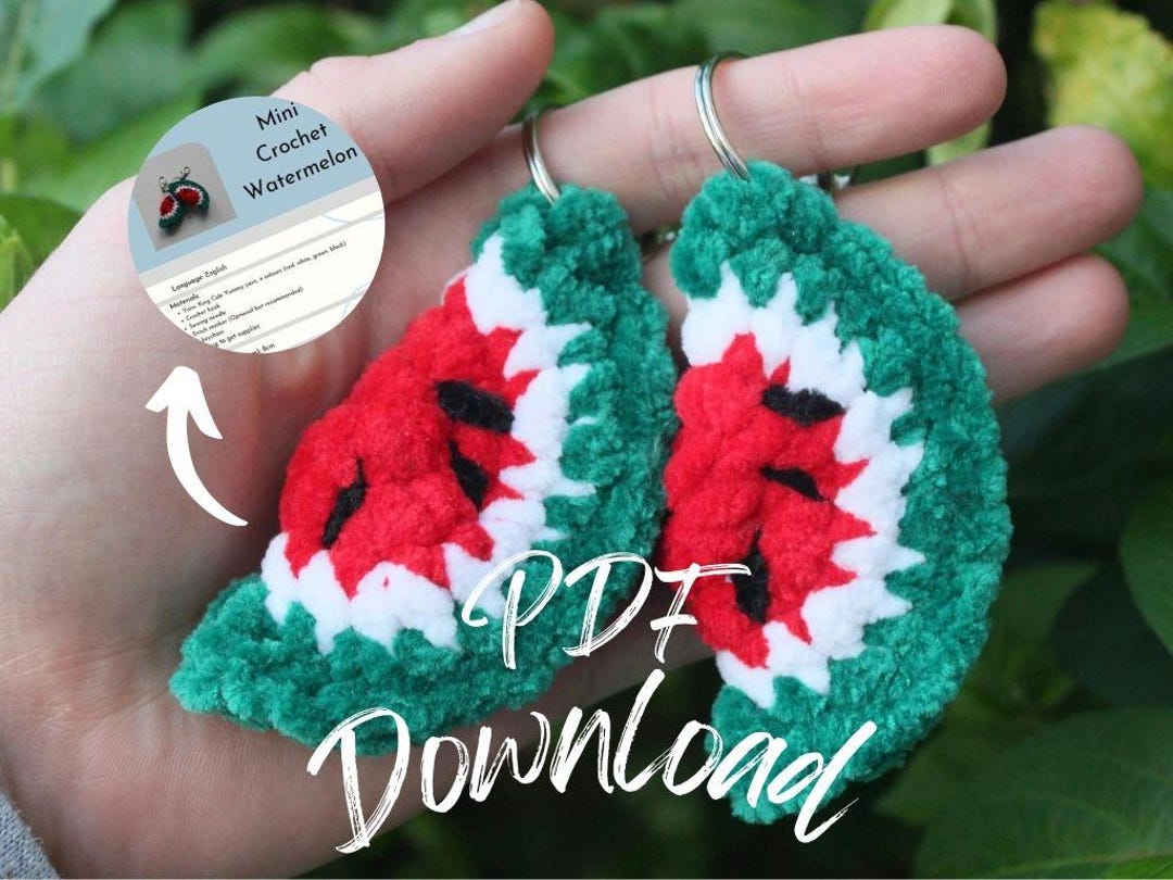 Mini Watermelon Keychain PATTERN, Crochet Keychain, Crochet Pattern ...