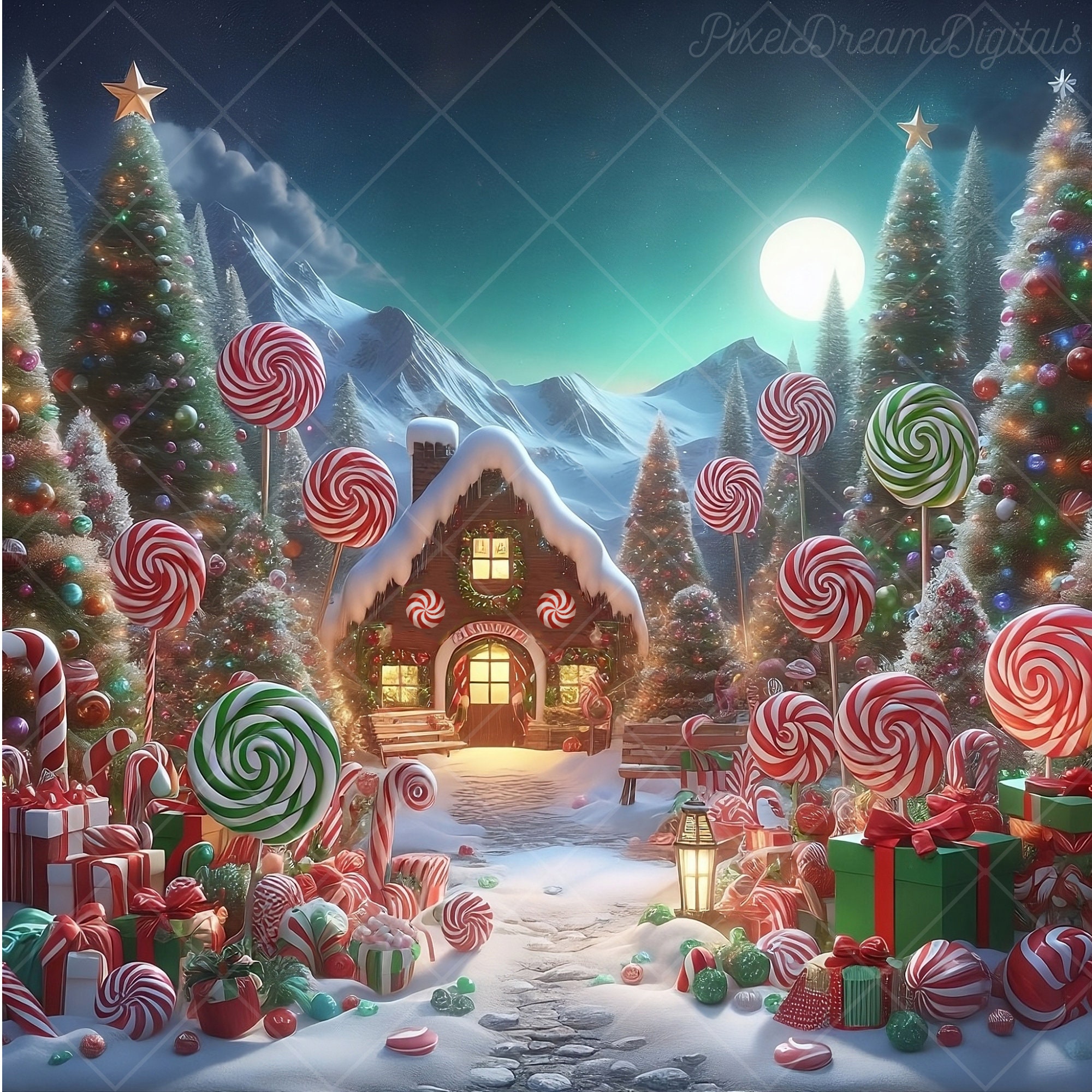 Gingerbread Candy Land Village Backdrop for Photographers, Christmas ...
