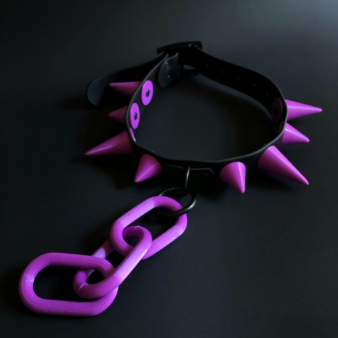 Black / Purple Chunky Spike Collar Fursuit Collar Cosplay Collar ...