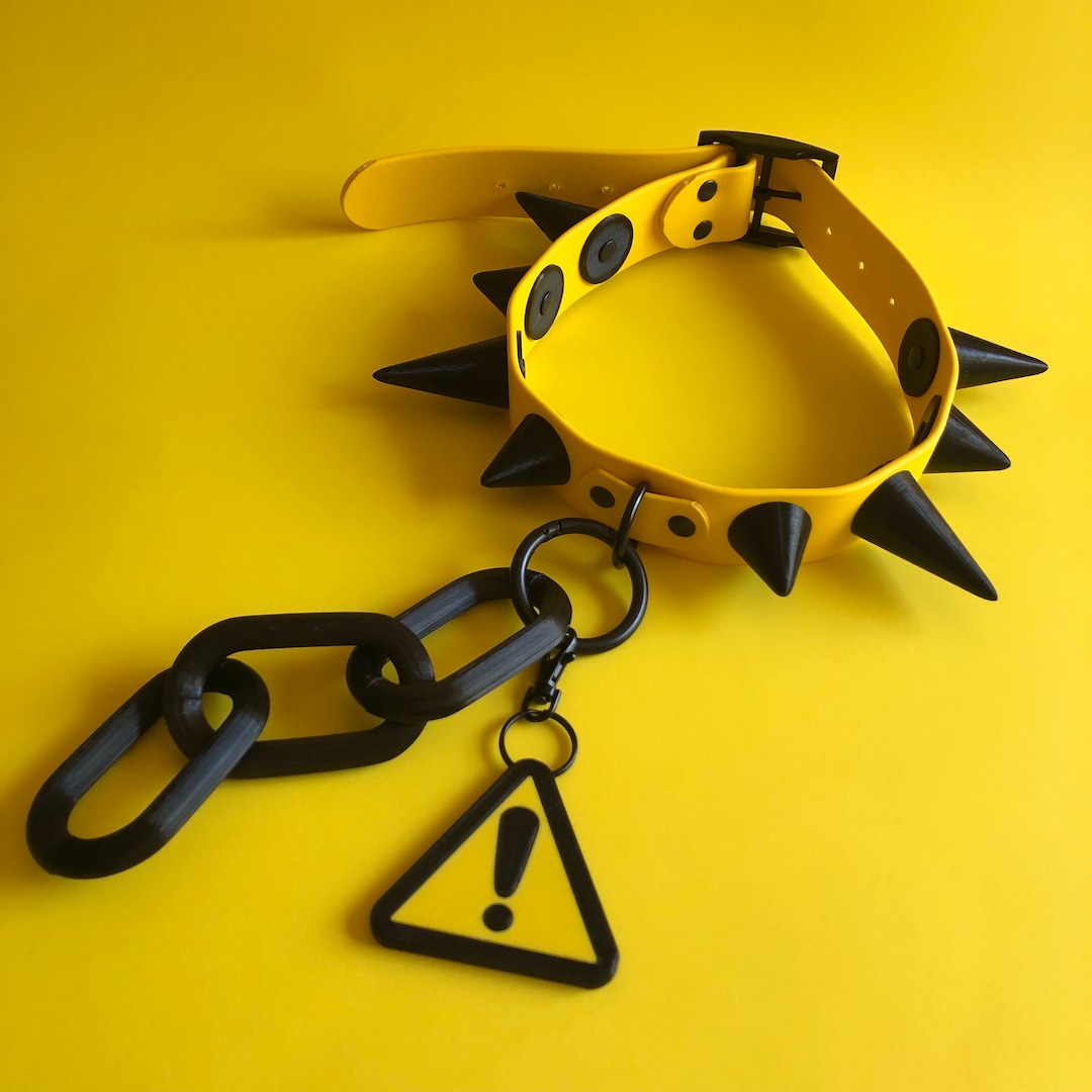 Caution Yellow Black Chunky Spike Collar | Fursuit Collar | Cosplay ...