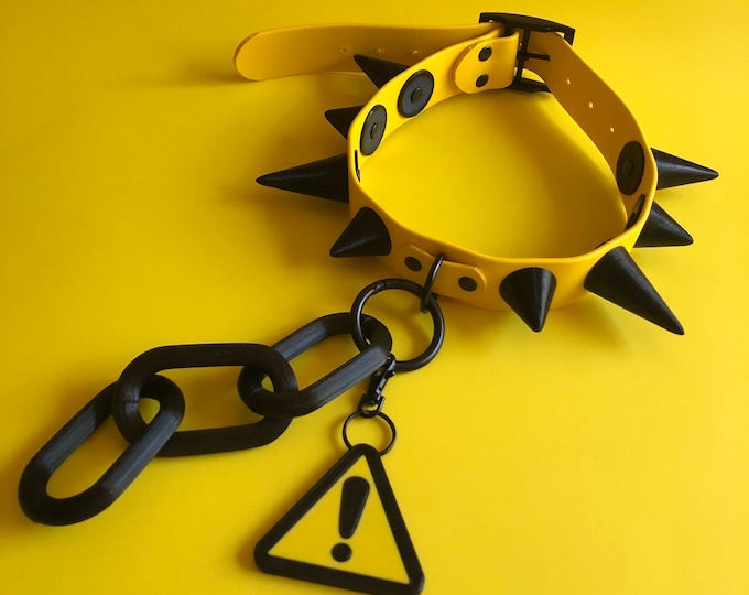 Caution Yellow Black Chunky Spike Collar | Fursuit Collar | Cosplay ...