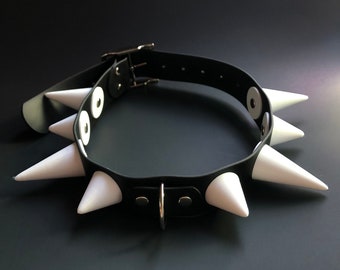 Solid Black Chunky Spike Collar Fursuit Collar Cosplay Collar Costume ...