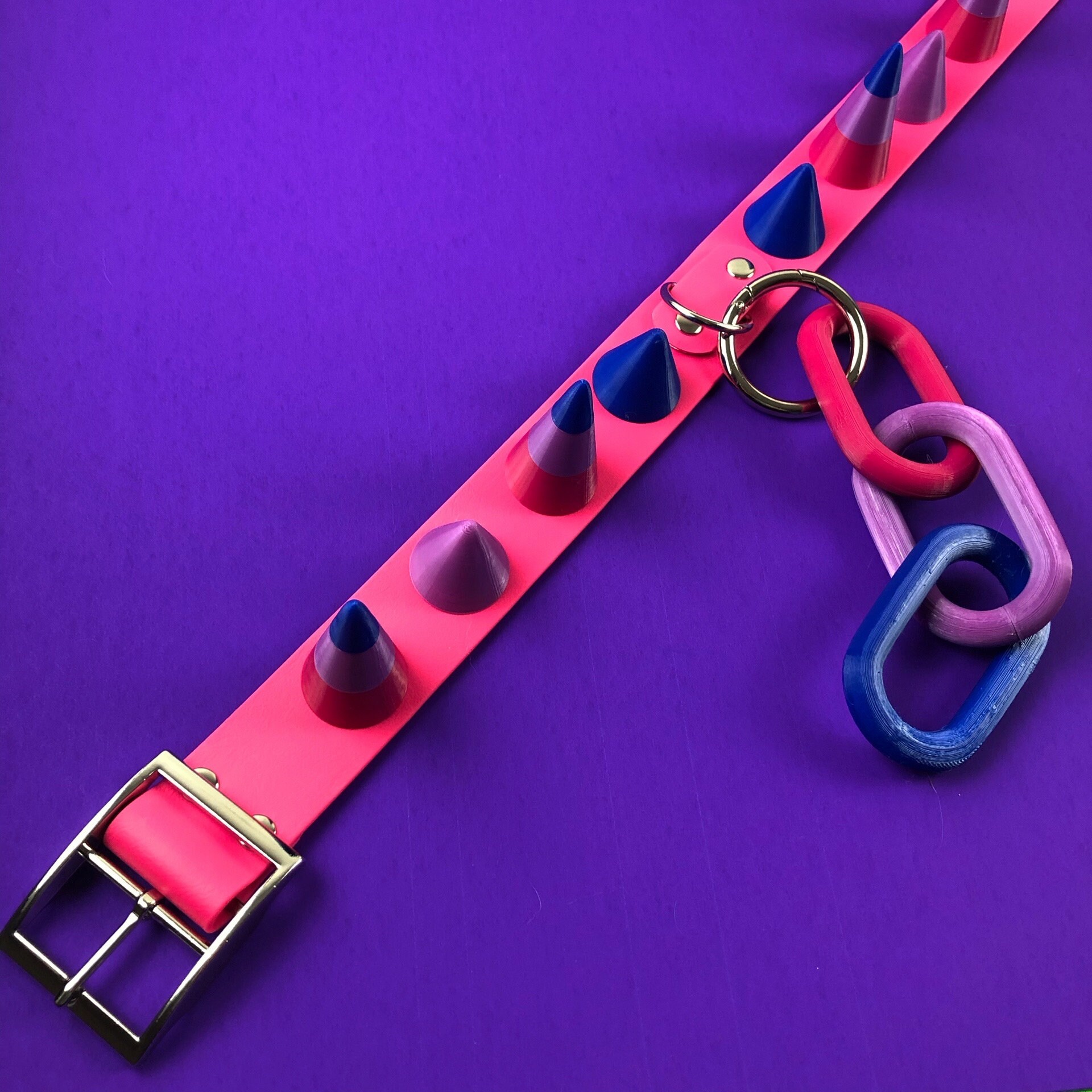 Bi Pink Chunky Spike Collar Fursuit Collar Cosplay Collar Costume ...