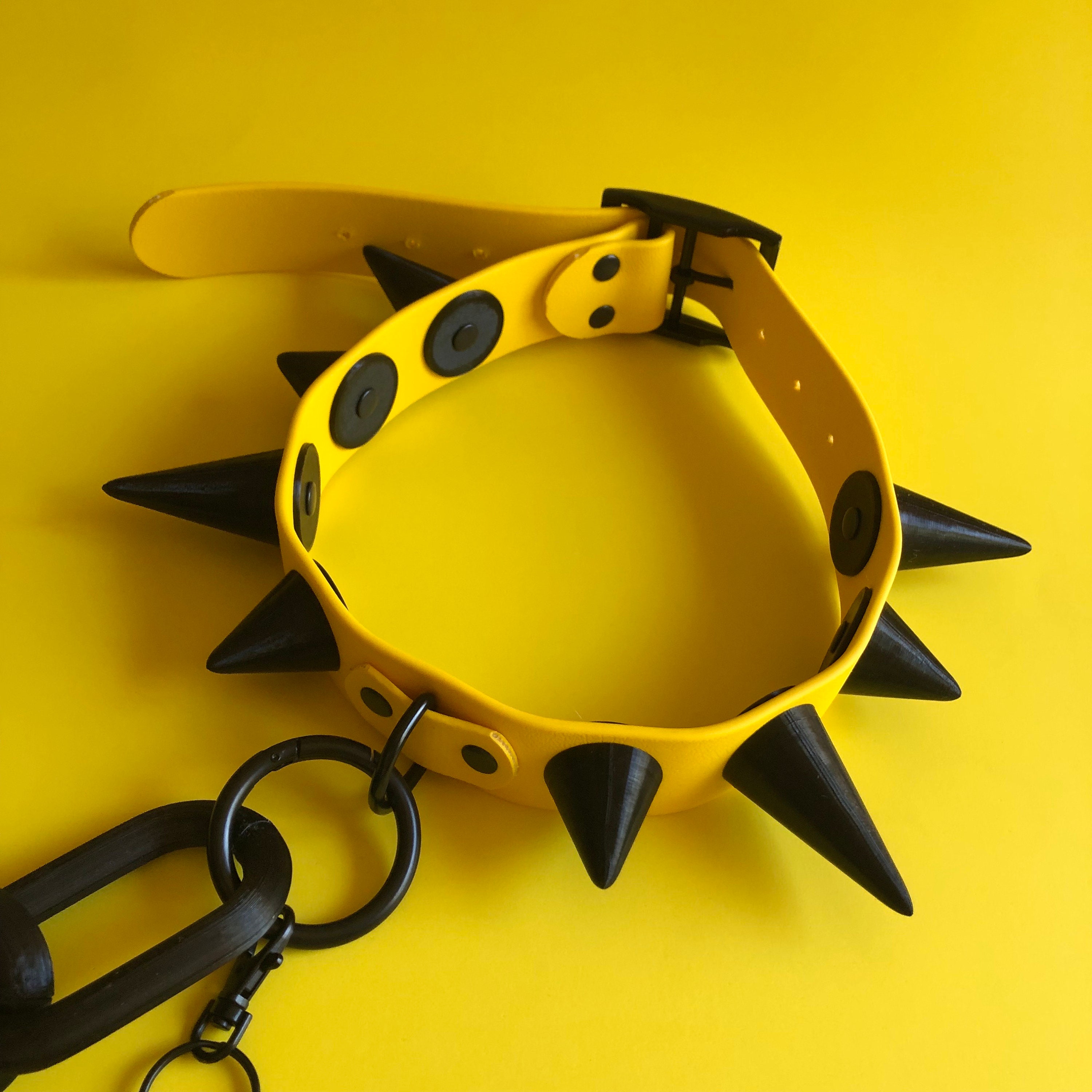 Caution Yellow Black Chunky Spike Collar | Fursuit Collar | Cosplay ...
