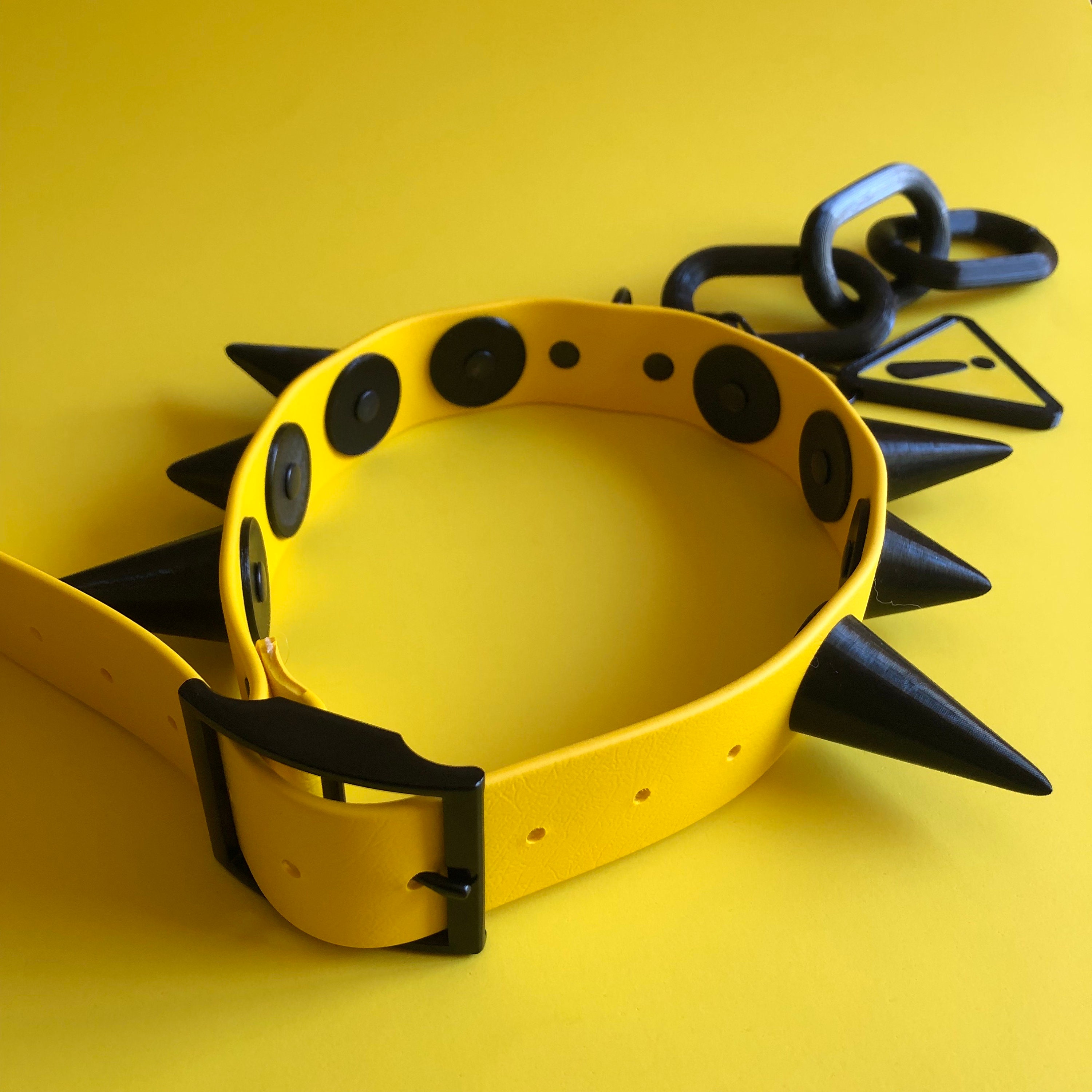Caution Yellow Black Chunky Spike Collar | Fursuit Collar | Cosplay ...