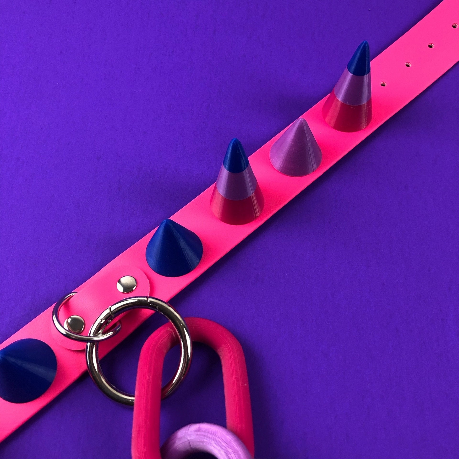 Bi Pink Chunky Spike Collar Fursuit Collar Cosplay Collar Costume ...