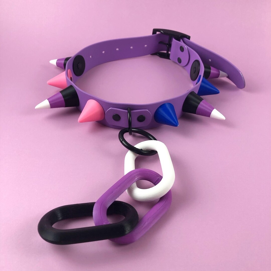 Genderfluid Chunky Spike Collar Fursuit Collar Cosplay Collar Costume ...