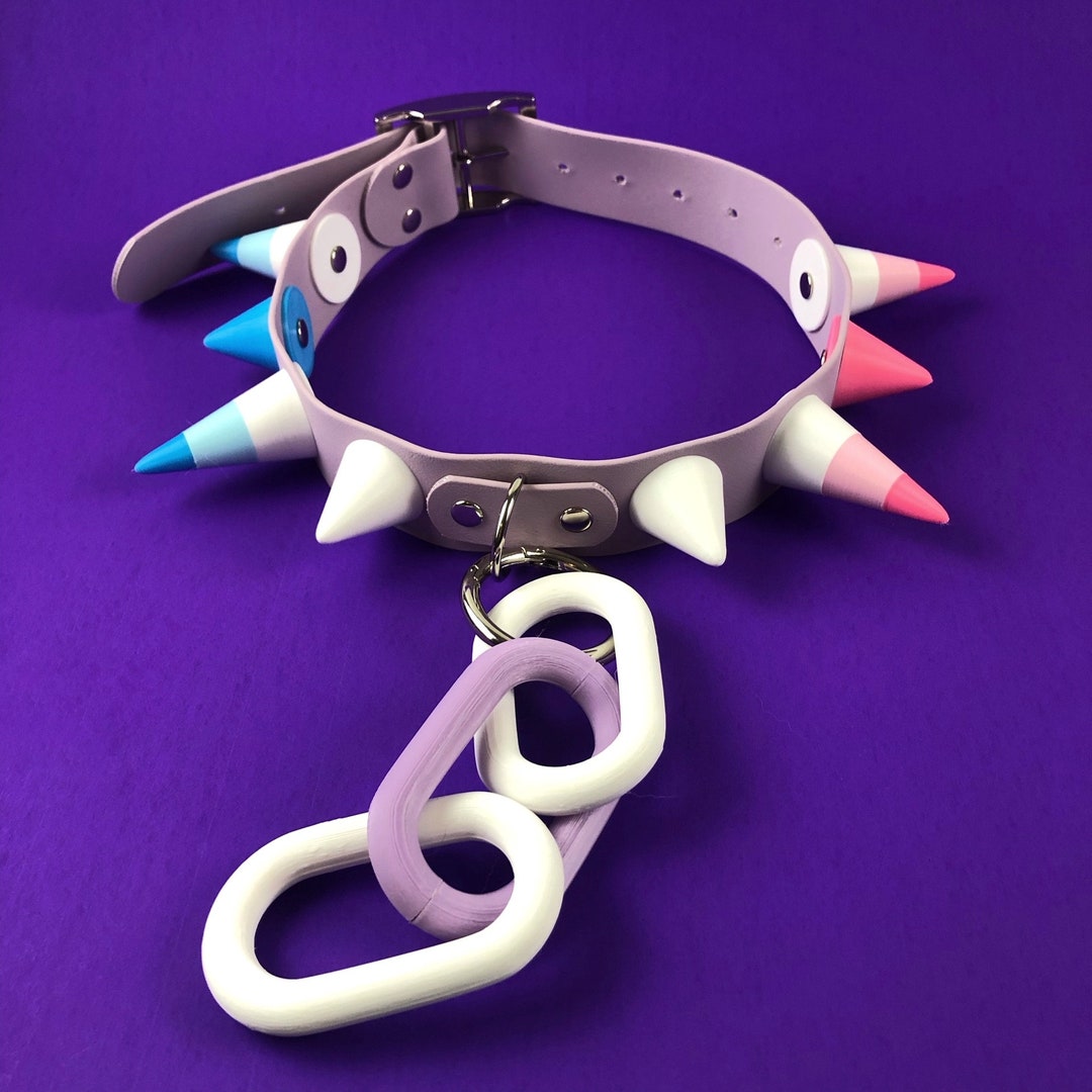 Bigender Lilac Chunky Spike Collar | Fursuit Collar | Cosplay Collar ...