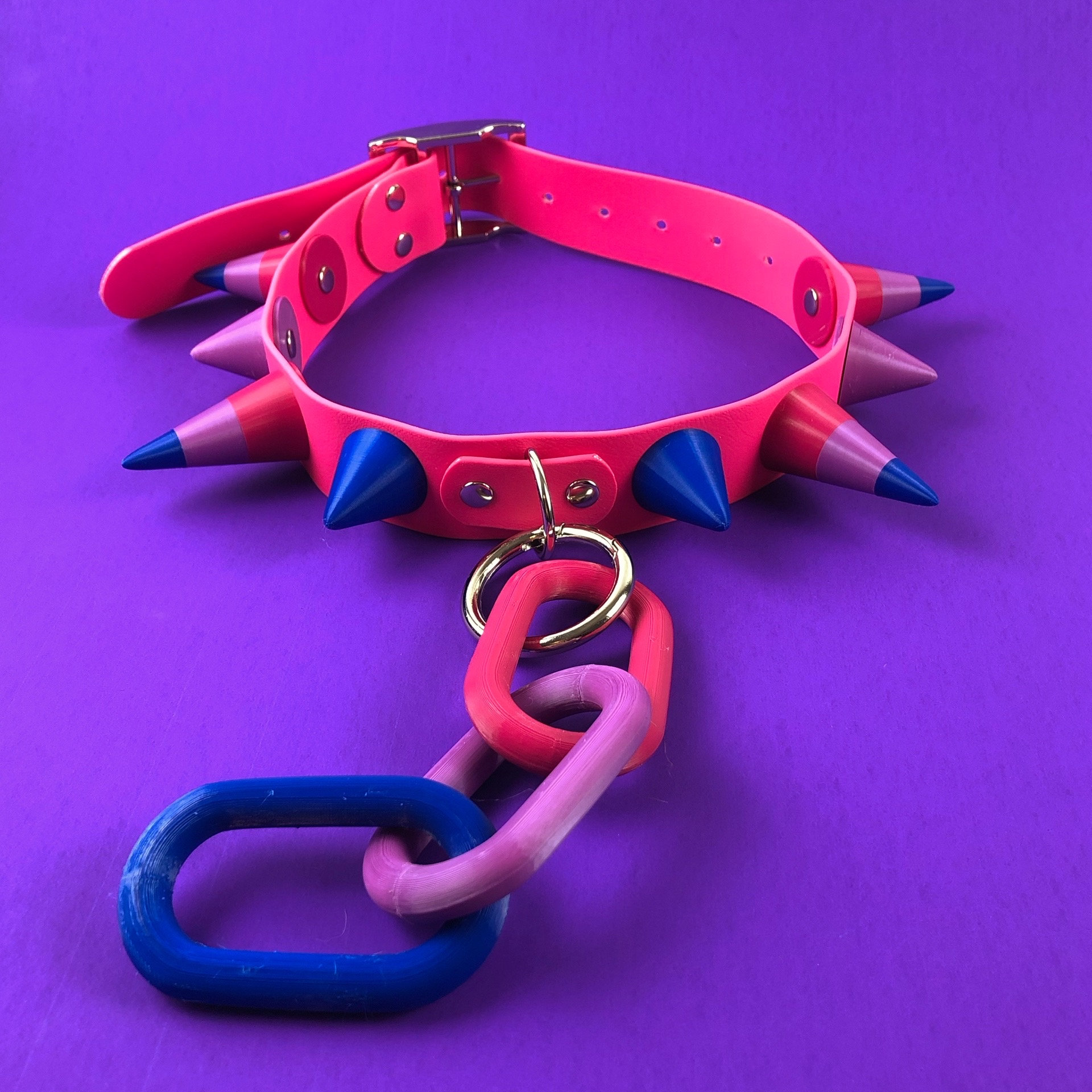 Bi Pink Chunky Spike Collar Fursuit Collar Cosplay Collar Costume ...