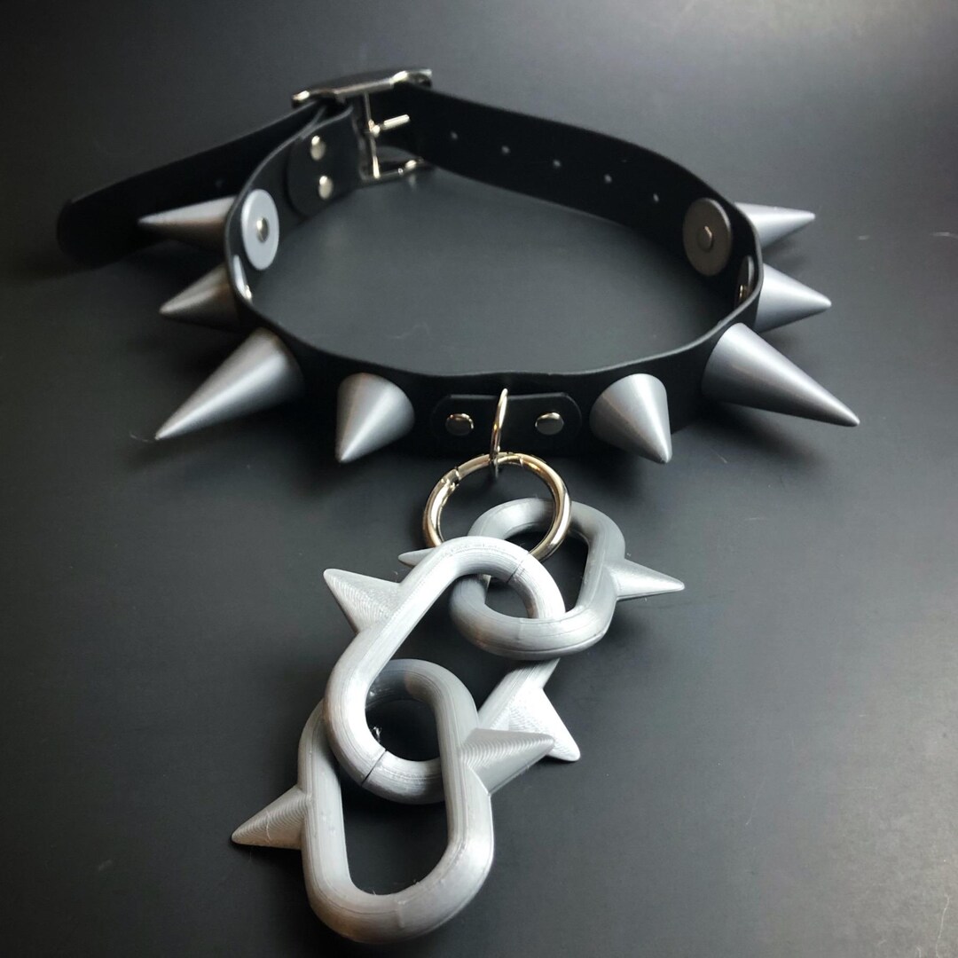 Black / Dark Silver Chunky Spike Collar | Fursuit Collar | Cosplay ...