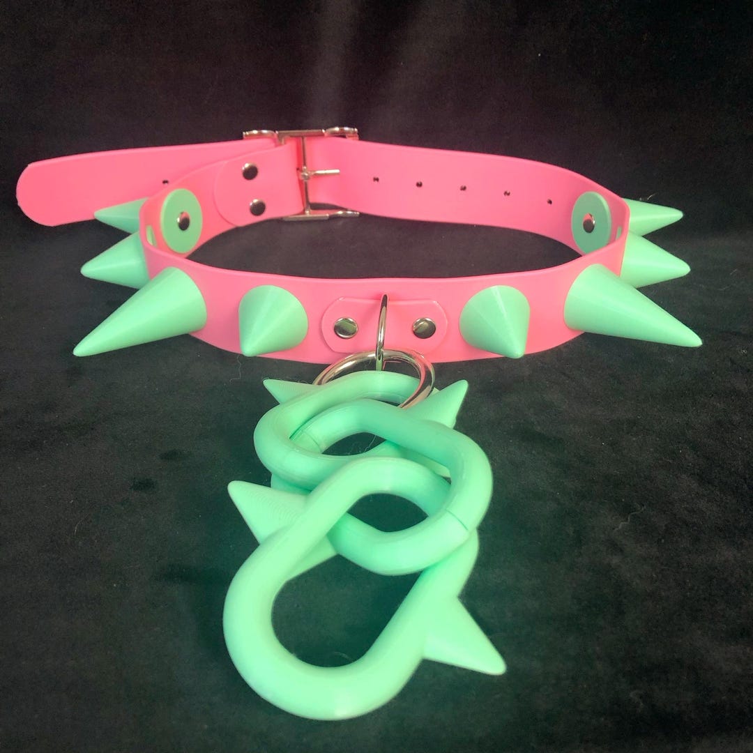 Pink / Mint Green Chunky Spike Collar | Fursuit Collar | Cosplay Collar ...