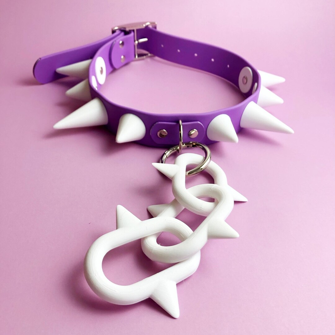 Purple / White Chunky Spike Collar | Fursuit Collar | Cosplay Collar ...