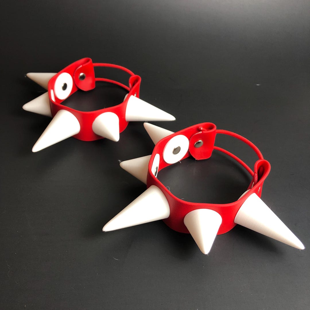 RESERVED: Red / White Bracers Chunky Spike Cuffs Fursuit Cosplay ...