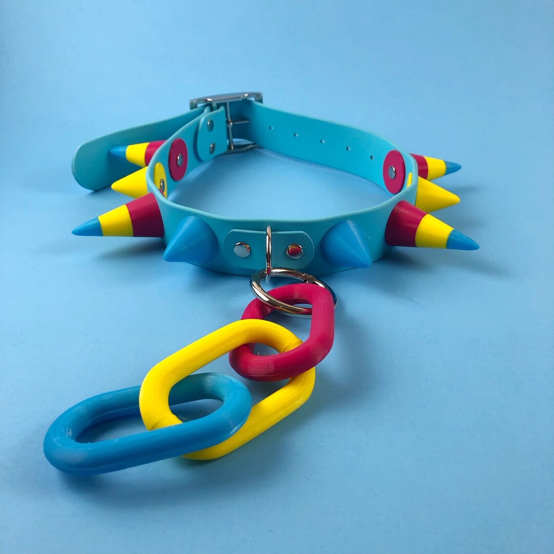 Pan Blue Chunky Spike Collar | Fursuit Collar | Cosplay Collar ...