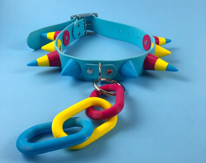 Pan Blue Chunky Spike Collar Fursuit Collar Cosplay Collar Costume ...
