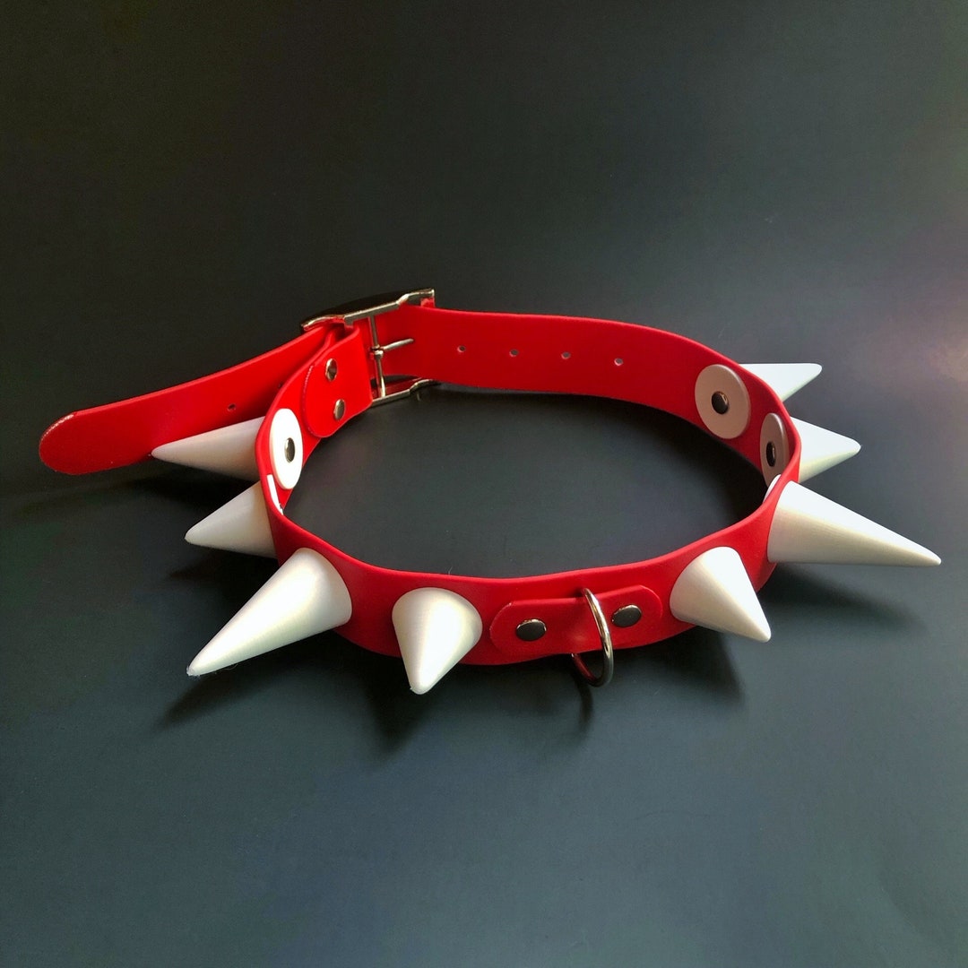 Red / White Chunky Spike Collar Fursuit Collar Cosplay Collar Costume ...