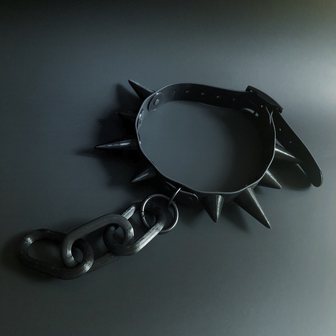 Solid Black Chunky Spike Collar | Fursuit Collar | Cosplay Collar ...