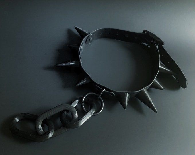 Solid Black Chunky Spike Collar Fursuit Collar Cosplay Collar Costume ...