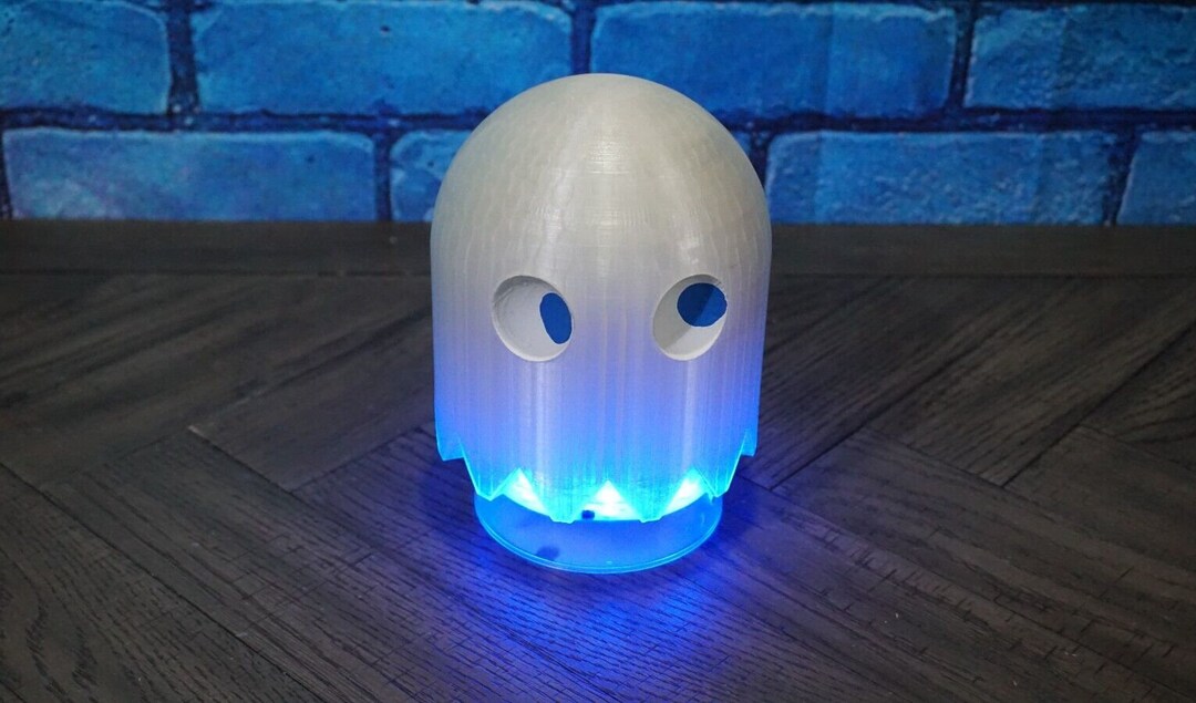3D Printed Pac Man Ghost With LED Color Changing Light Base and ...