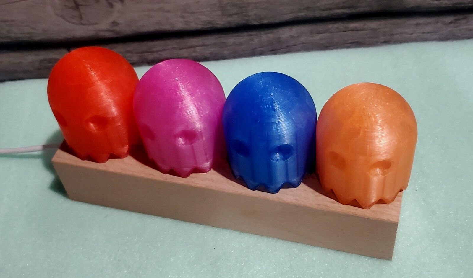 3D Printed Pac Man Ghost With LED Color Changing Light Base and ...