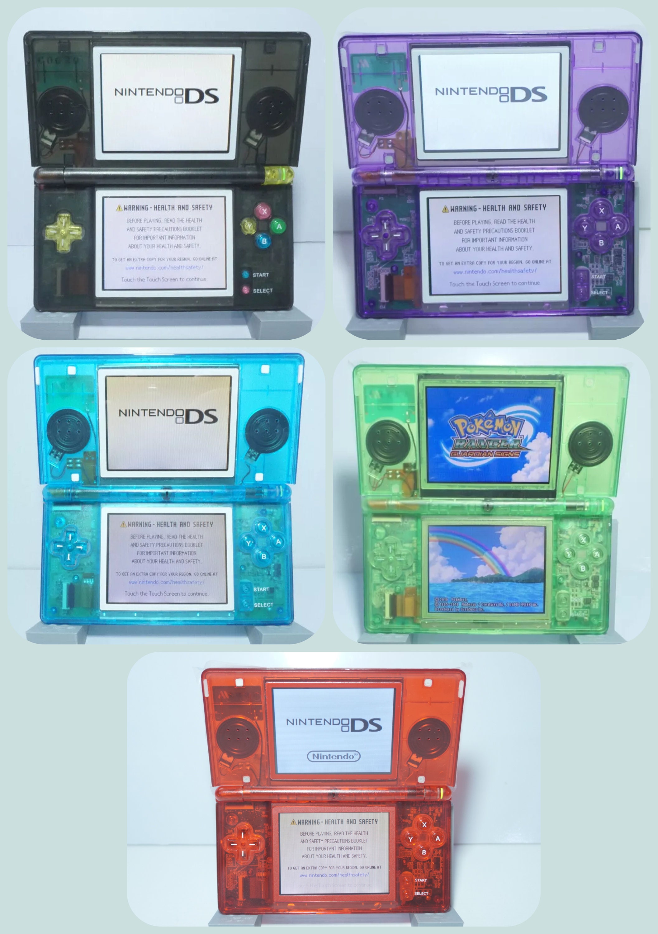 Nintendo DS Lite Videogame Console Various Colors Reshelled With Stylus ...