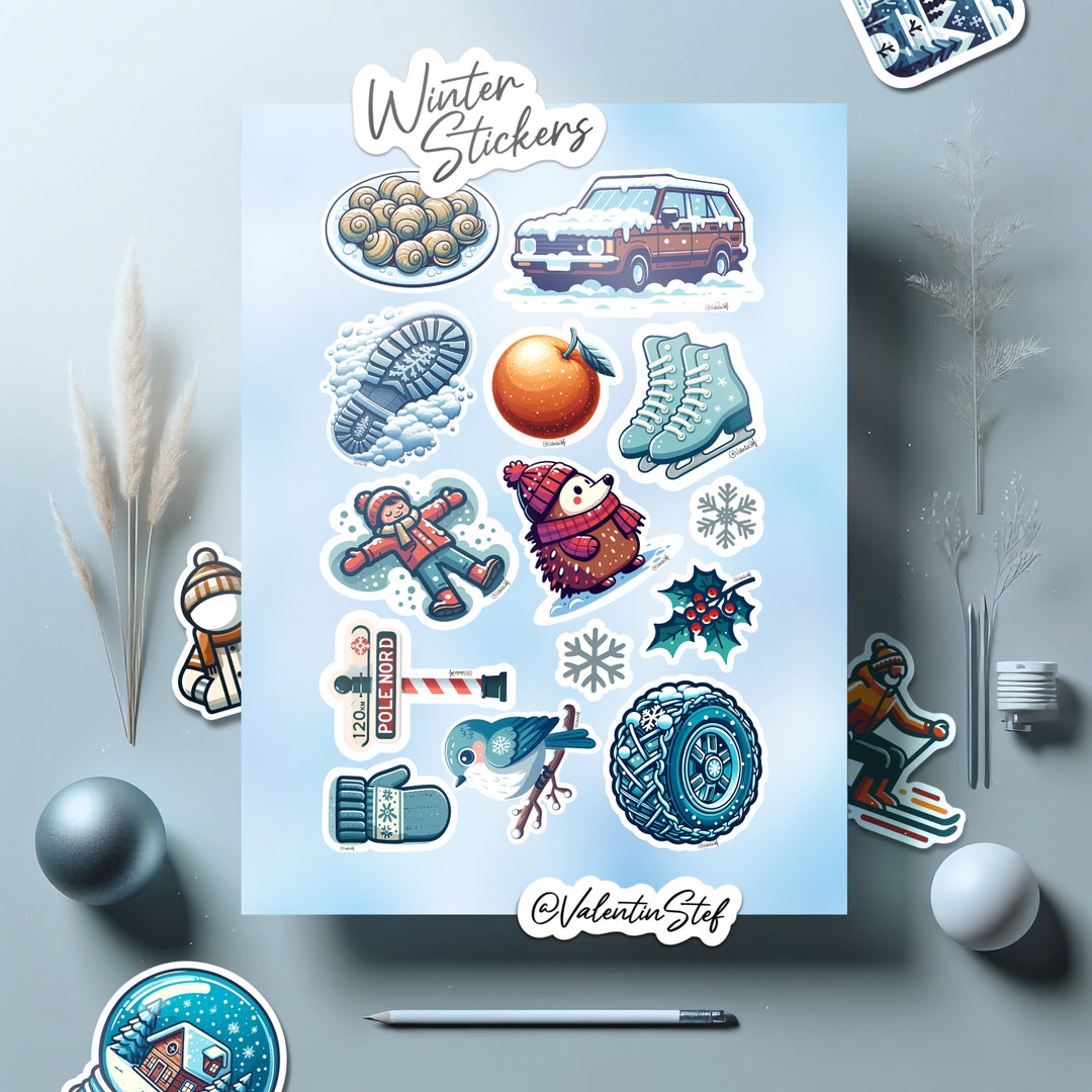Snowy Landscape: Set of 40 Handmade Stickers Inspired by Winter - Etsy