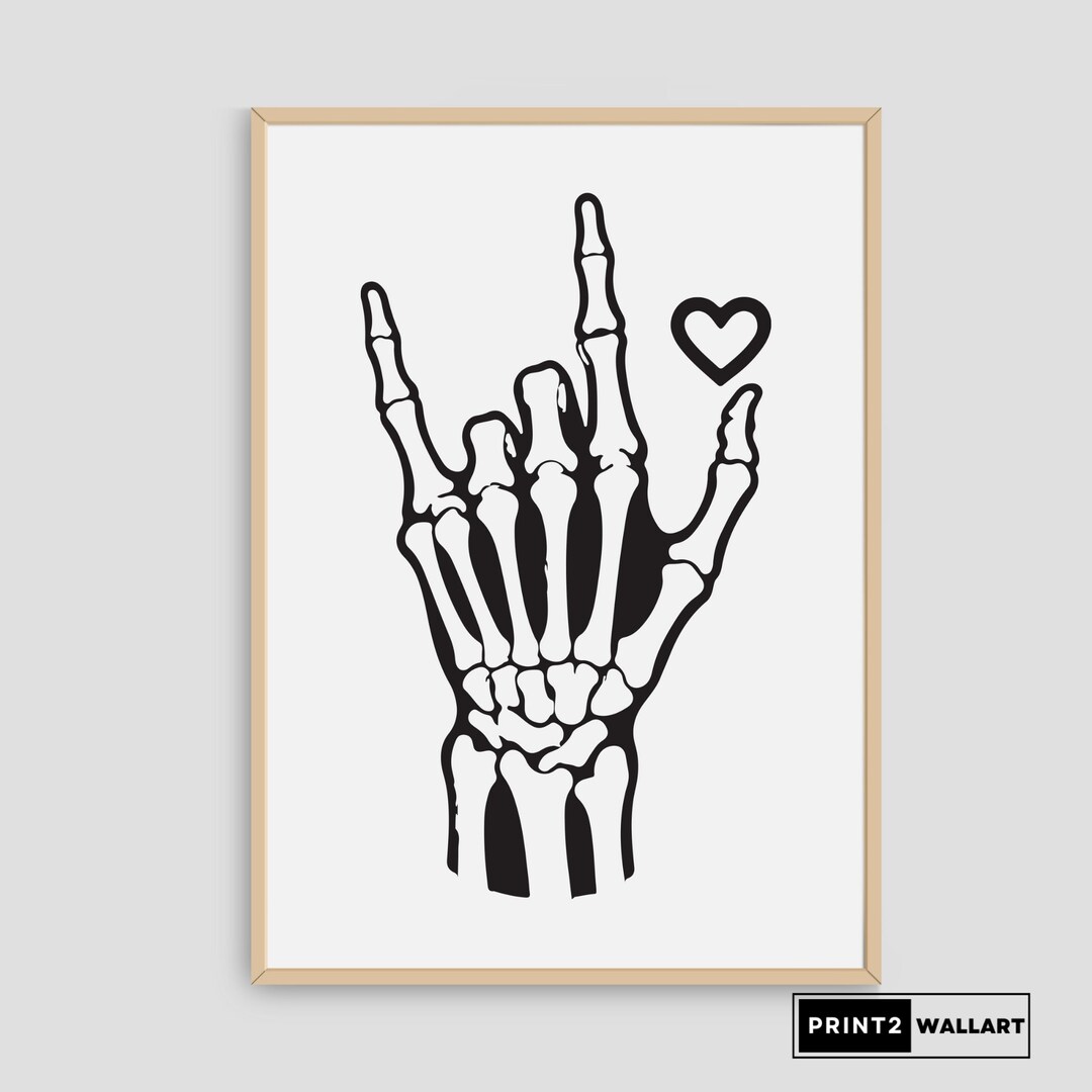 Skeleton Love Sign Line Drawing Skeleton Love Hand Love Sign ...