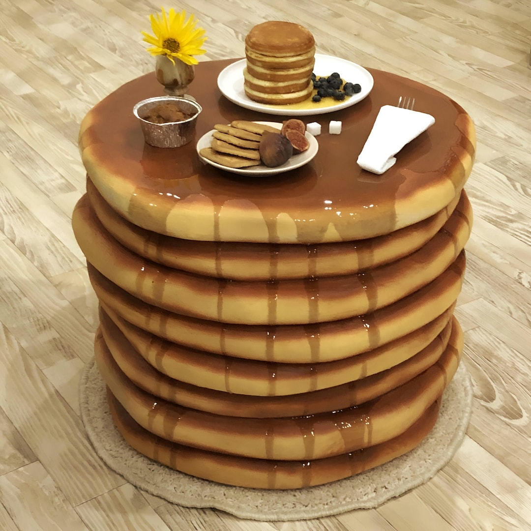 Pancake Coffee Table: Whimsical Home Decor, Bonus Carpet - Etsy