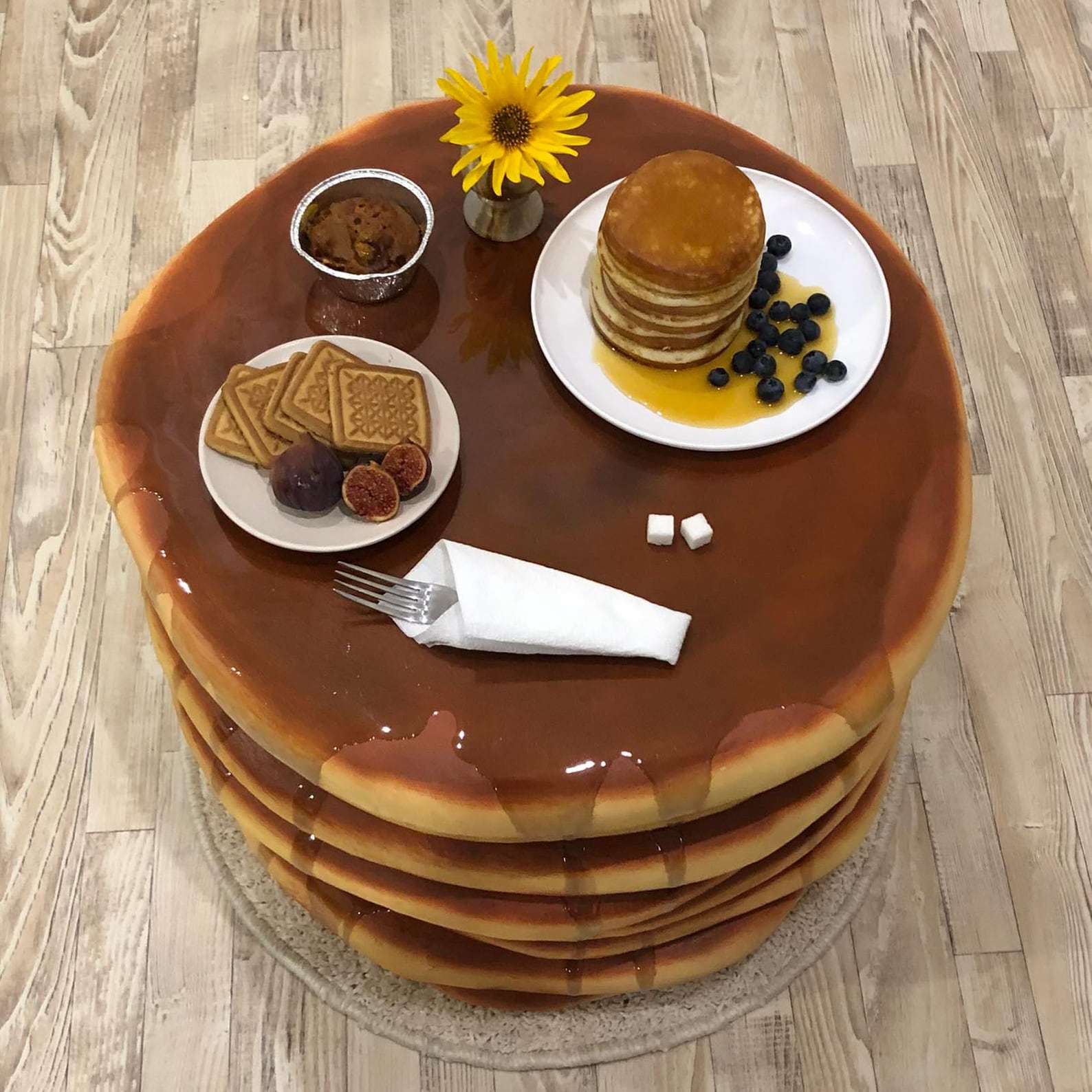 Whimsical Pancake Coffee Table: Playful Home Decor With Bonus Carpet - Etsy